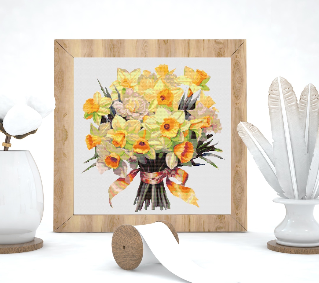 Daffodil Cross Stitch Pattern PDF, Beautiful Daffodil Design for Home ...
