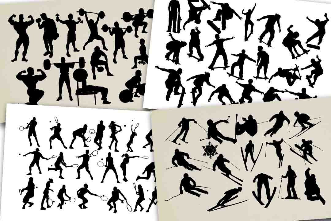 Sports Bundle Sports Silhouette Sports Clip Art Bundle 420 - Etsy