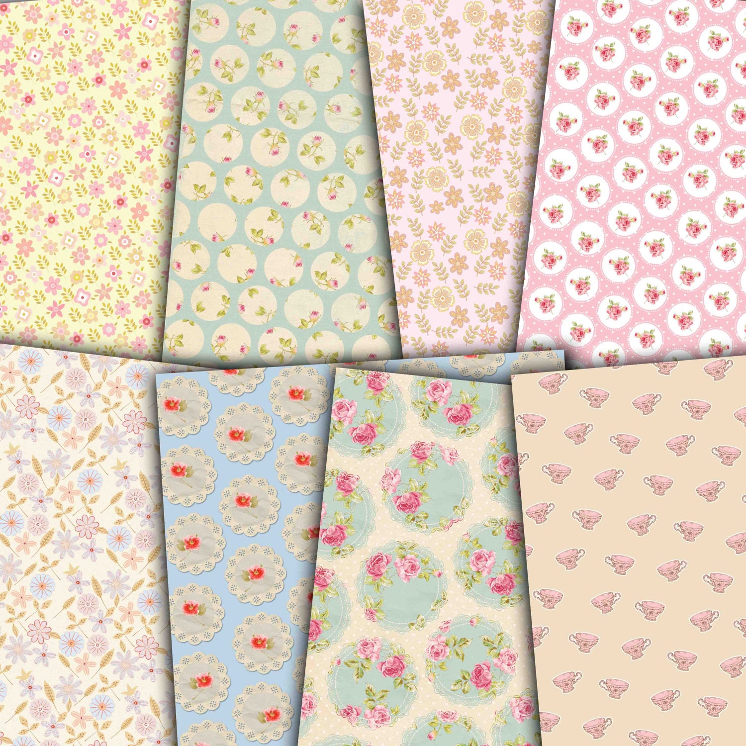 Floral Digital Paper Flower Digital Paper Floral Background - Etsy