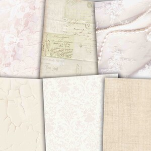 White Wedding Paper, White Digital Paper, White Lace, White Pearls ...