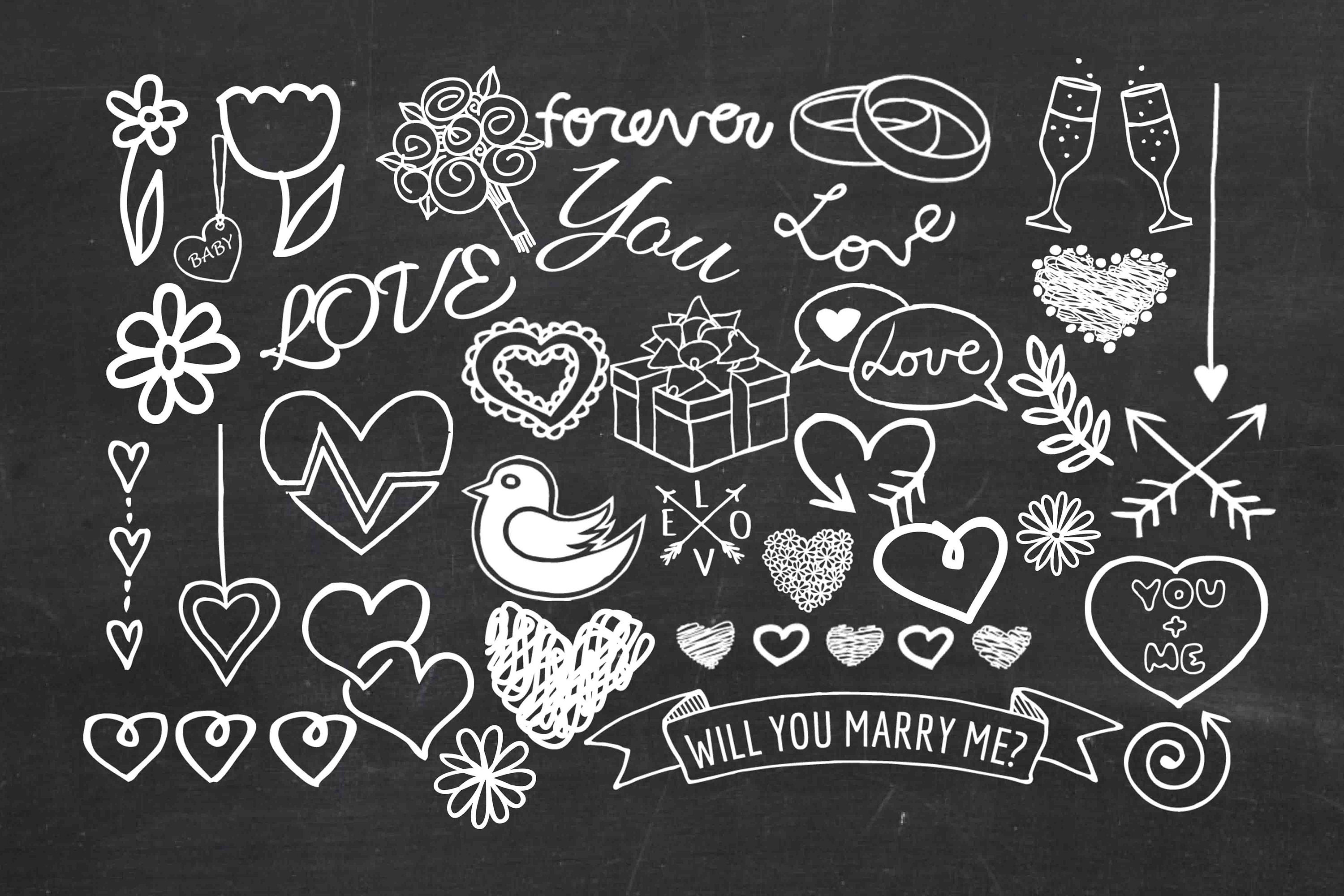 Hand Drawn Wedding Clip Art Chalkboard Wedding Clipart - Etsy