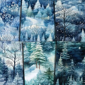 Winter Forest Paper, Seamless Paper, Winter Paper, Forest Background ...