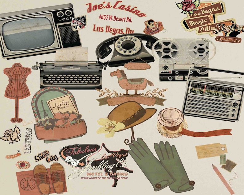 Retro Style Clipart Retro Illustration Clip Art Retro - Etsy