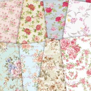 Floral Digital Paper, Flower Digital Paper, Floral Background, Rose ...