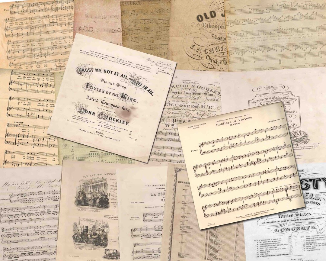 Music Digital Paper, Music Sheets Paper, Old Music Sheet, Vintage ...