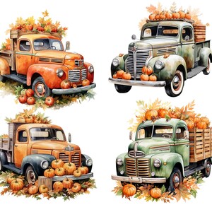 Pumpkin Truck, Farm Truck Clipart, Farm Truck Watercolor, Pumpkin Truck ...