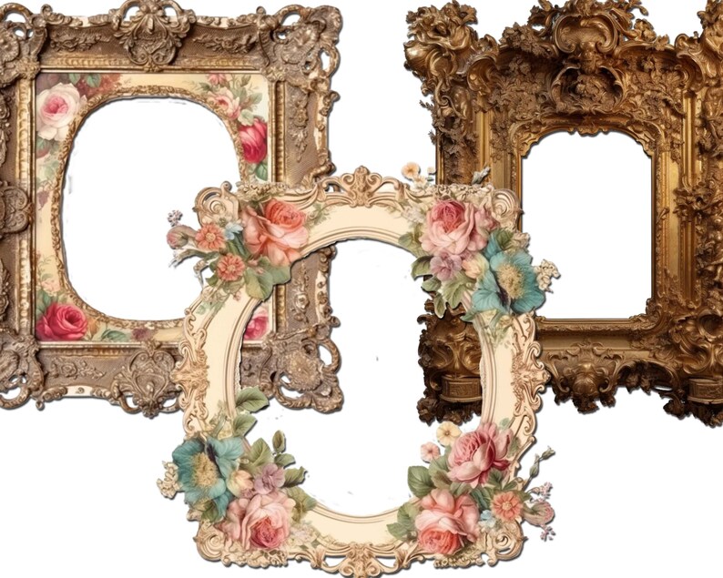Digital Frame Vintage Gold Frames Vintage Frames Frames - Etsy