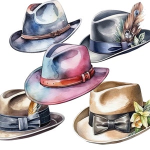 Watercolor Hat Clipart: 24 PNG Illustrations (digital Download) - Etsy