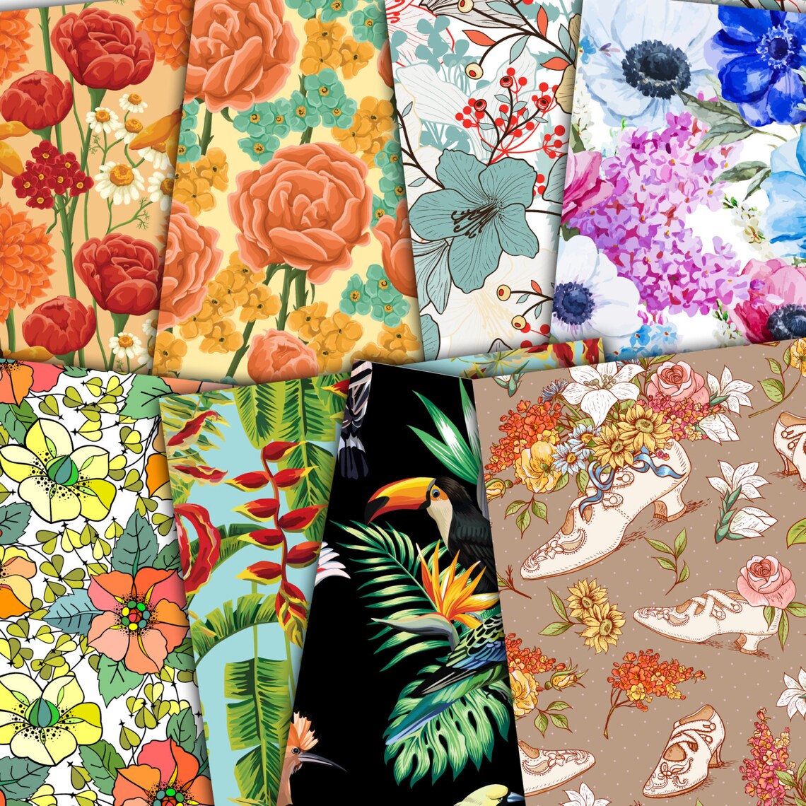 Floral Digital Paper Flower Digital Paper Floral Background | Etsy