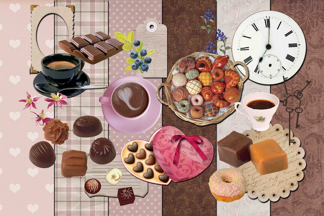Coffee Clipart Set, Chocolate Clipart, Sweets Clip Art, Coffee Break ...