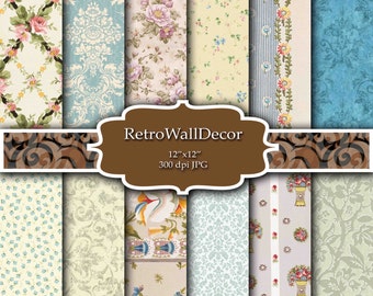 Floral Digital Paper Pack Vintage Floral Backgrounds | Etsy