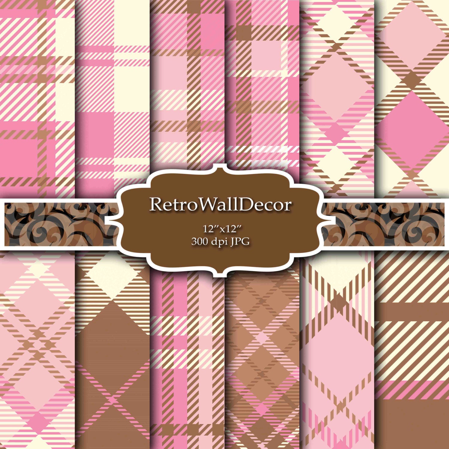 Tartan Digital Paper Plaid Digital Paper Pink Tartan | Etsy