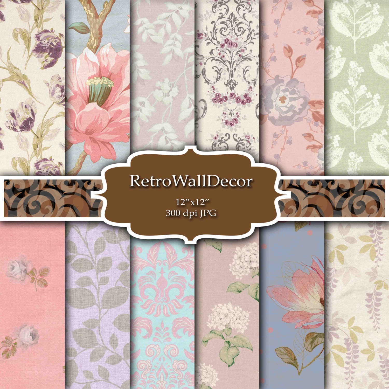 Floral Digital Paper Flower Digital Paper Floral Background - Etsy