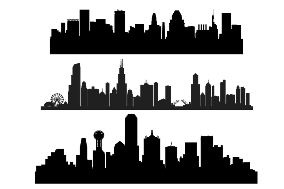 US City Skyline SVG: Metropolis Vector Clipart (digital Download) - Etsy