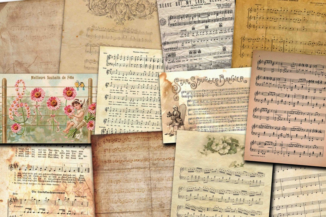 Music Digital Paper, Music Sheets Paper, Old Music Sheet, Vintage ...