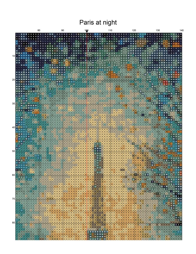 Paris at Night Cross Stitch Pattern, Eiffel Tower (PDF Pattern) - Etsy
