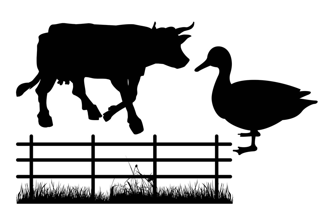 Silhouette d’animal de ferme, clipart d’animal de ferme, Animaux de ...