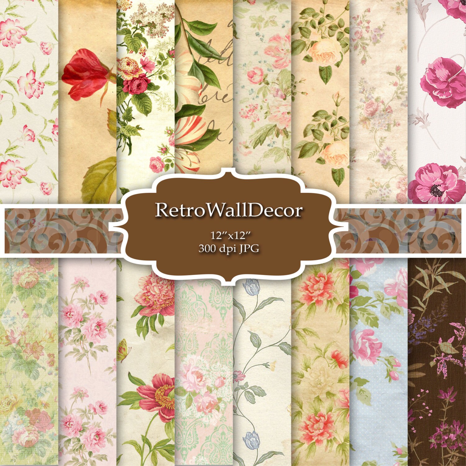 Floral Digital Paper Flower Digital Paper Floral Background - Etsy