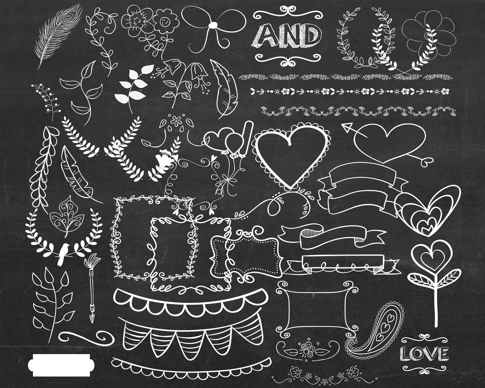 Hand Drawn clip art Wedding Clip Art Chalkboard Wedding | Etsy
