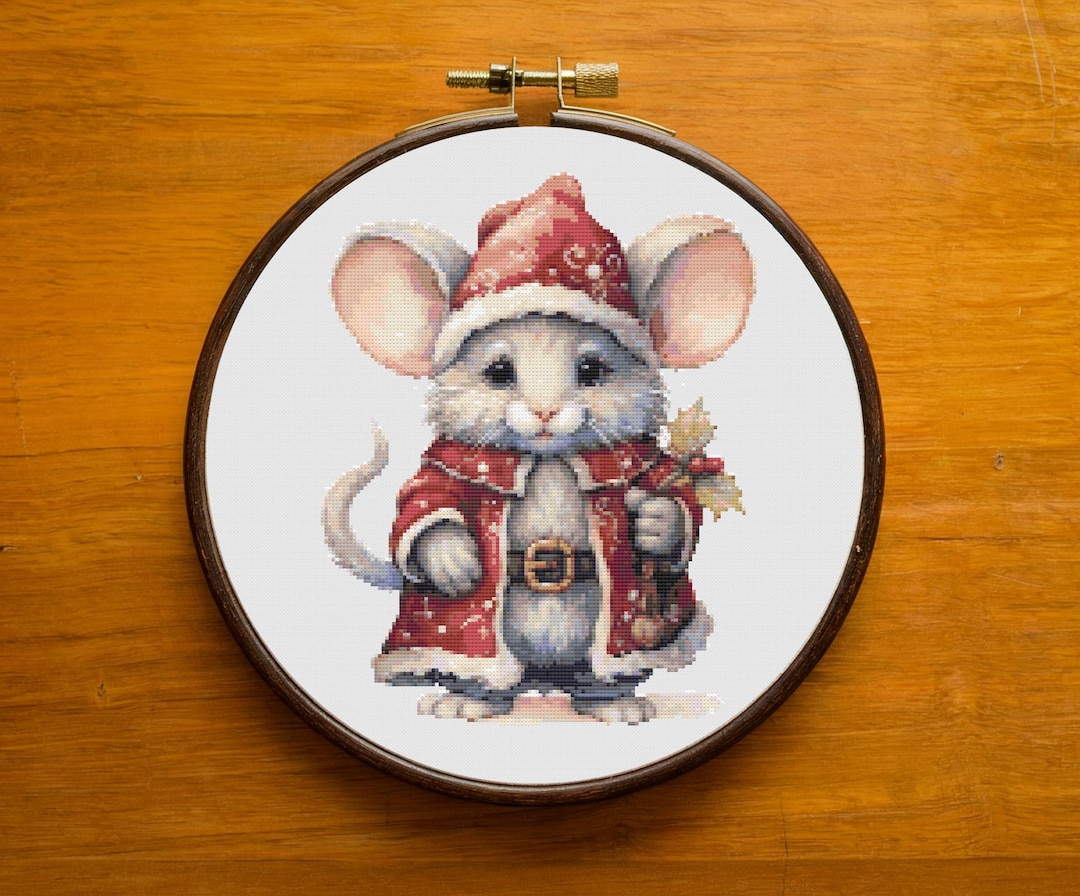 Christmas Mouse Cross Stitch Pattern: Xmas Home Decor (PDF Download) - Etsy