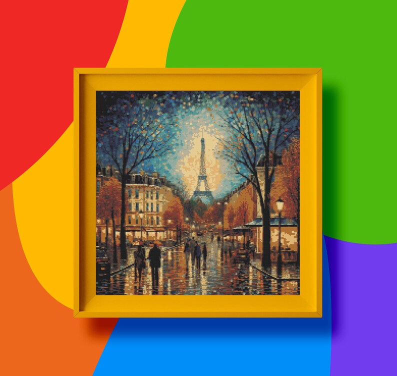 Paris at Night Cross Stitch Pattern, Eiffel Tower (PDF Pattern) - Etsy