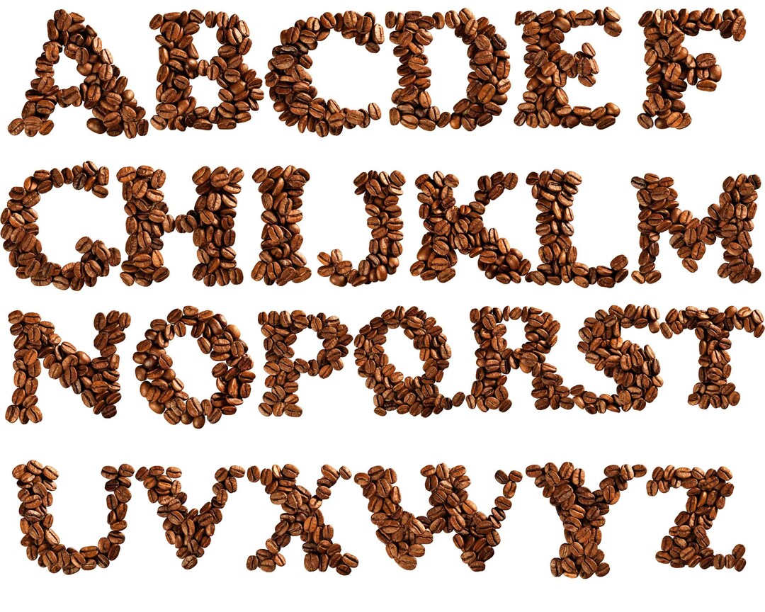 Coffee Bean Alphabet Clipart: Decorative Uppercase Font (digital ...