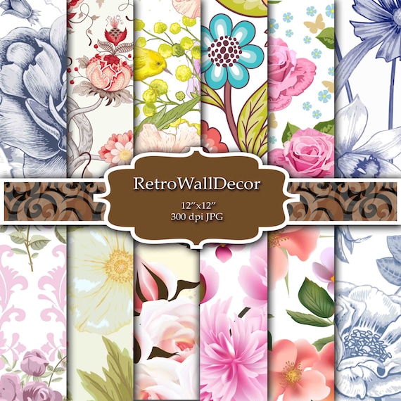 Floral Digital Paper Flower Digital Paper Floral Background - Etsy