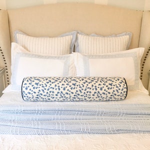 Blue Leopard Spots Bolster Pillow-designer Bolster Pillow With Contrast ...