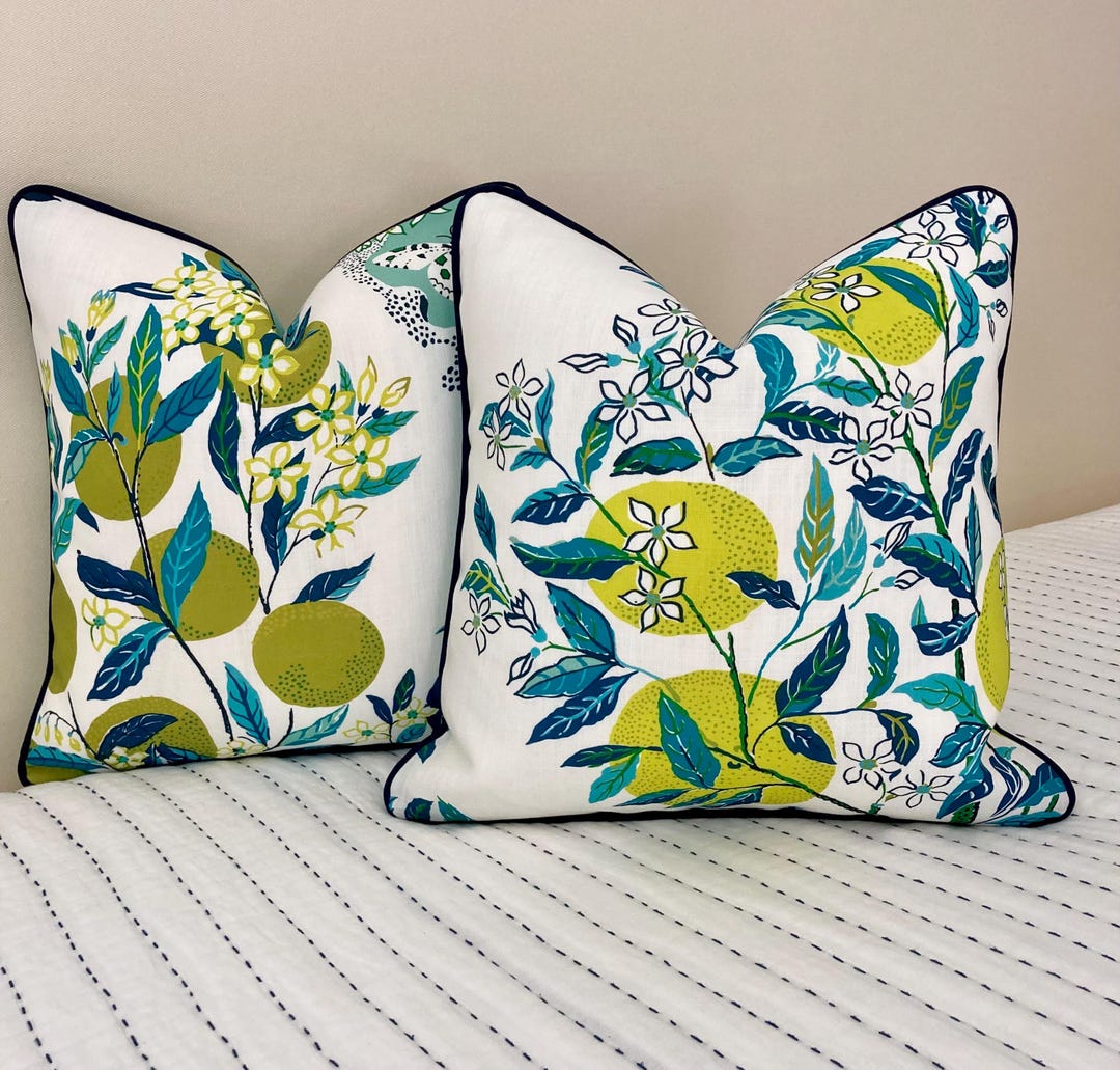 Ready to Ship/citrus Garden Set of 2 16"x16"-pool Indoor/outdoor Pillow ...