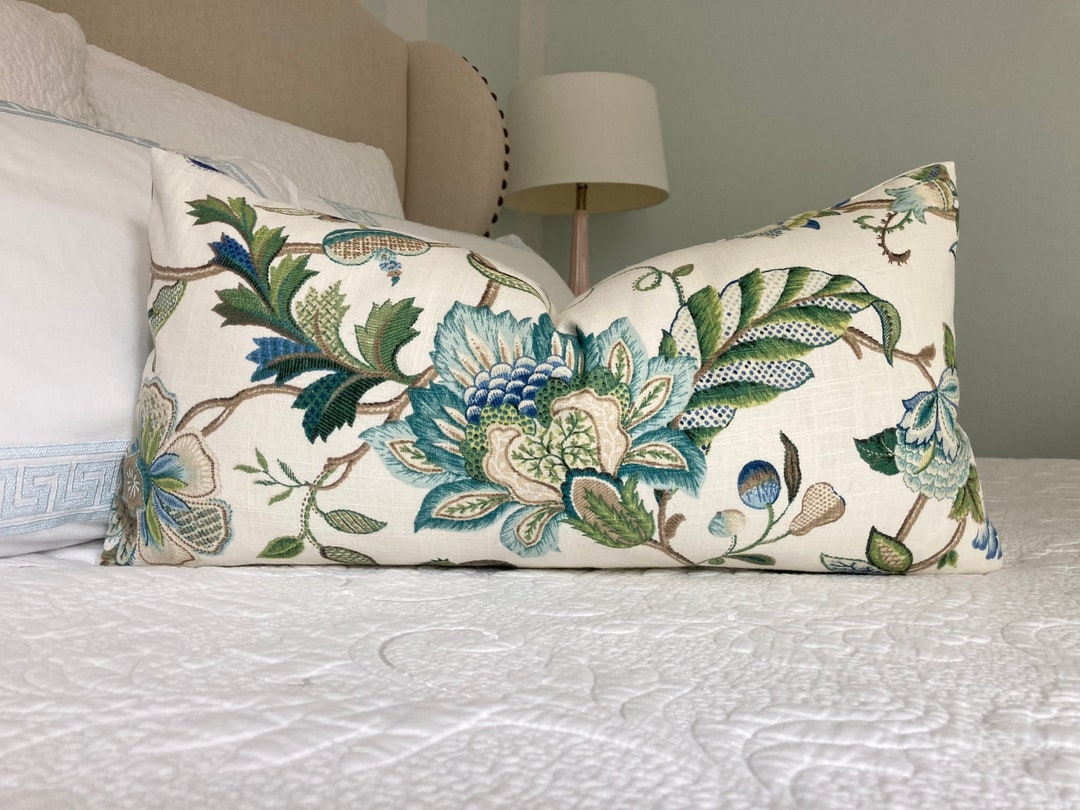 Ready to Ship 12"x24" Jacobean Floral Lumbar Pillow Cover- Kravet ...