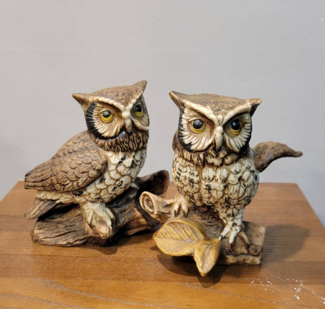 Pair of Vintage Homco Home Interiors Owls Birds Ceramic Porcelain - Etsy