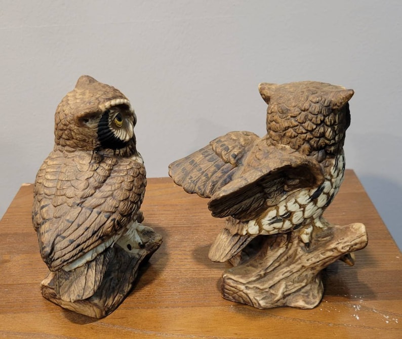 Pair of Vintage Homco Home Interiors Owls Birds Ceramic Porcelain - Etsy
