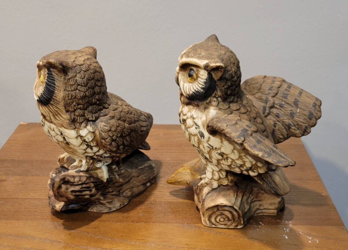 Pair of Vintage Homco Home Interiors Owls Birds Ceramic Porcelain - Etsy