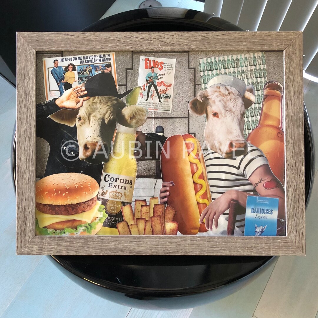 COWS EAT COWS - Collage Art - Etsy