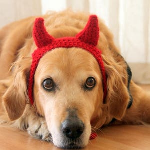 Devil Dog Costume, Devil Horns for Large Breed Dogs, Red Devil Dog Hat ...