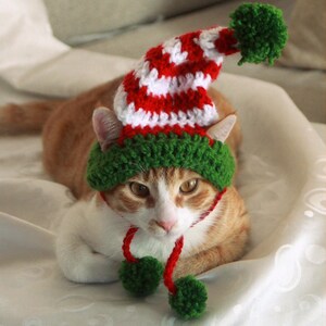 Crochet Pattern: Elf Hat for Cats, Cat Elf Hat Pattern, Christmas ...