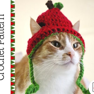 Crochet Apple Hat Pattern for Cats - Extra Small Dogs, Apple Cat Hat ...