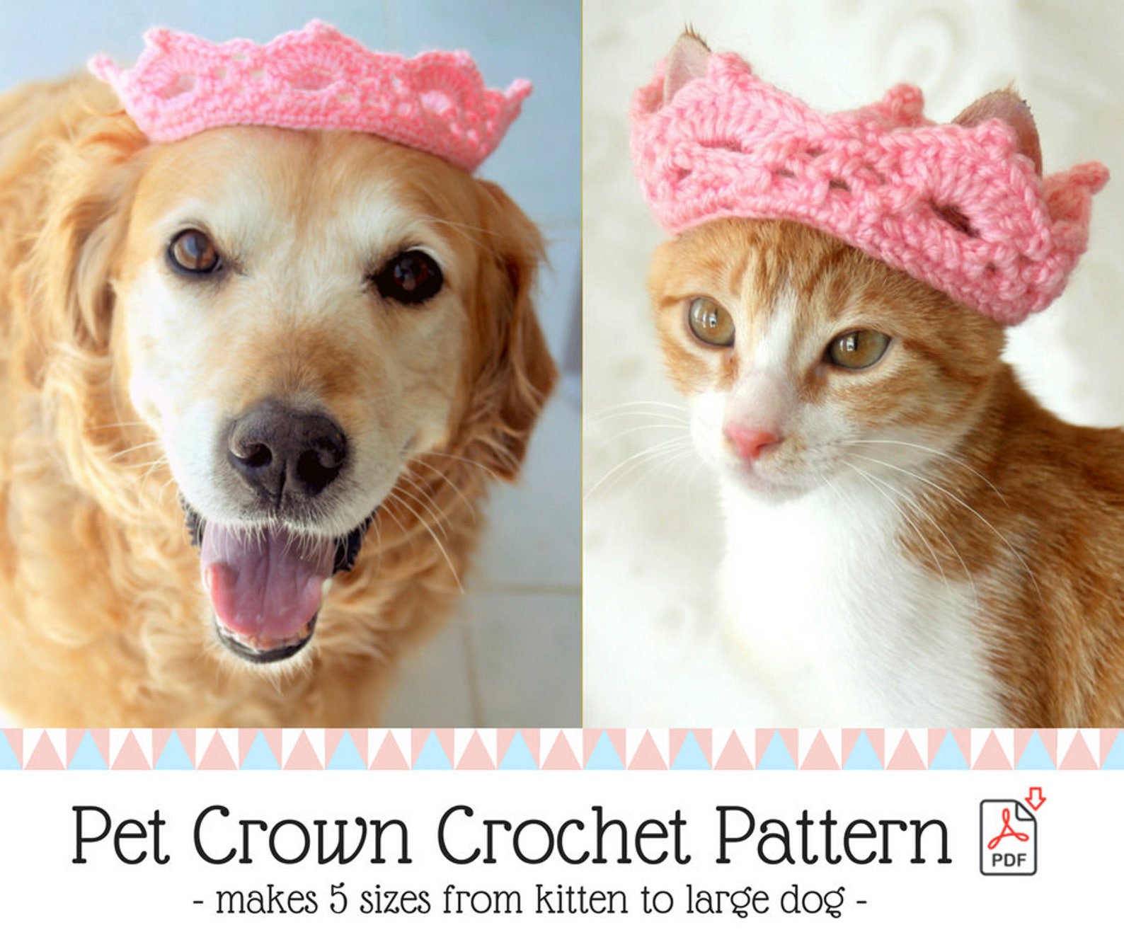 Crochet Pet Crown Pattern PDF Crochet Pattern Makes Crown - Etsy