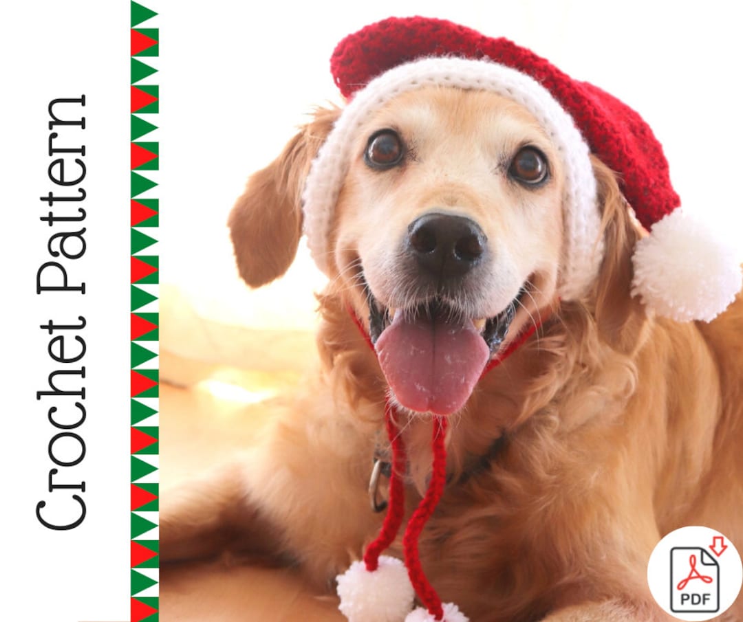 Crochet Pattern: Santa Hat for Large Dogs, Dog Santa Hat Pattern PDF ...
