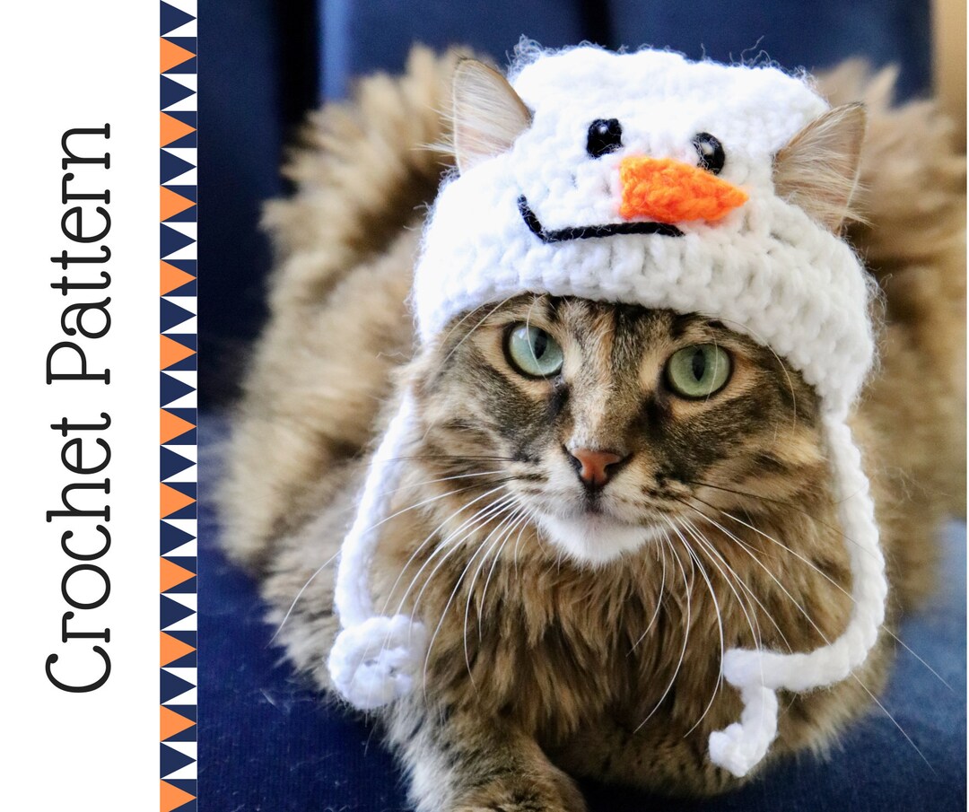 Crochet Pattern: Snowman Hat for Cats, Christmas Crochet Pattern for ...