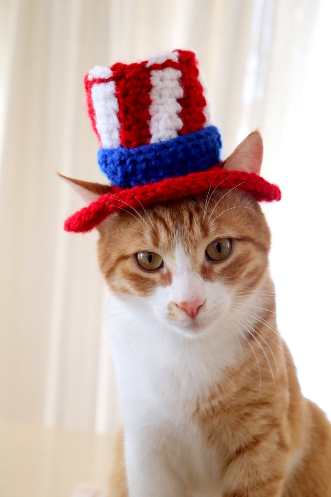 Uncle Sam Hat for Cats, 4th of July Cat Accessory, Independence Day ...