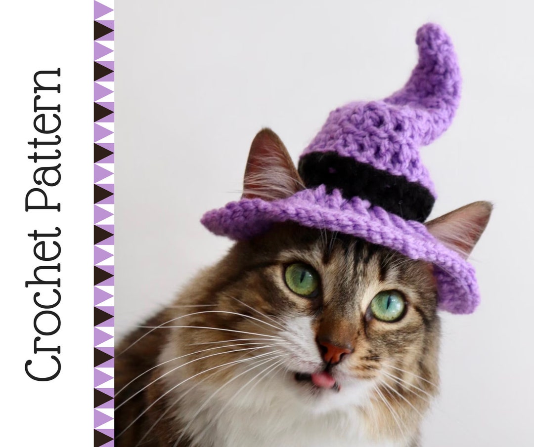 Crochet Pattern: Witch Hat for Cats, PDF Instructions for Cat Witch Hat ...