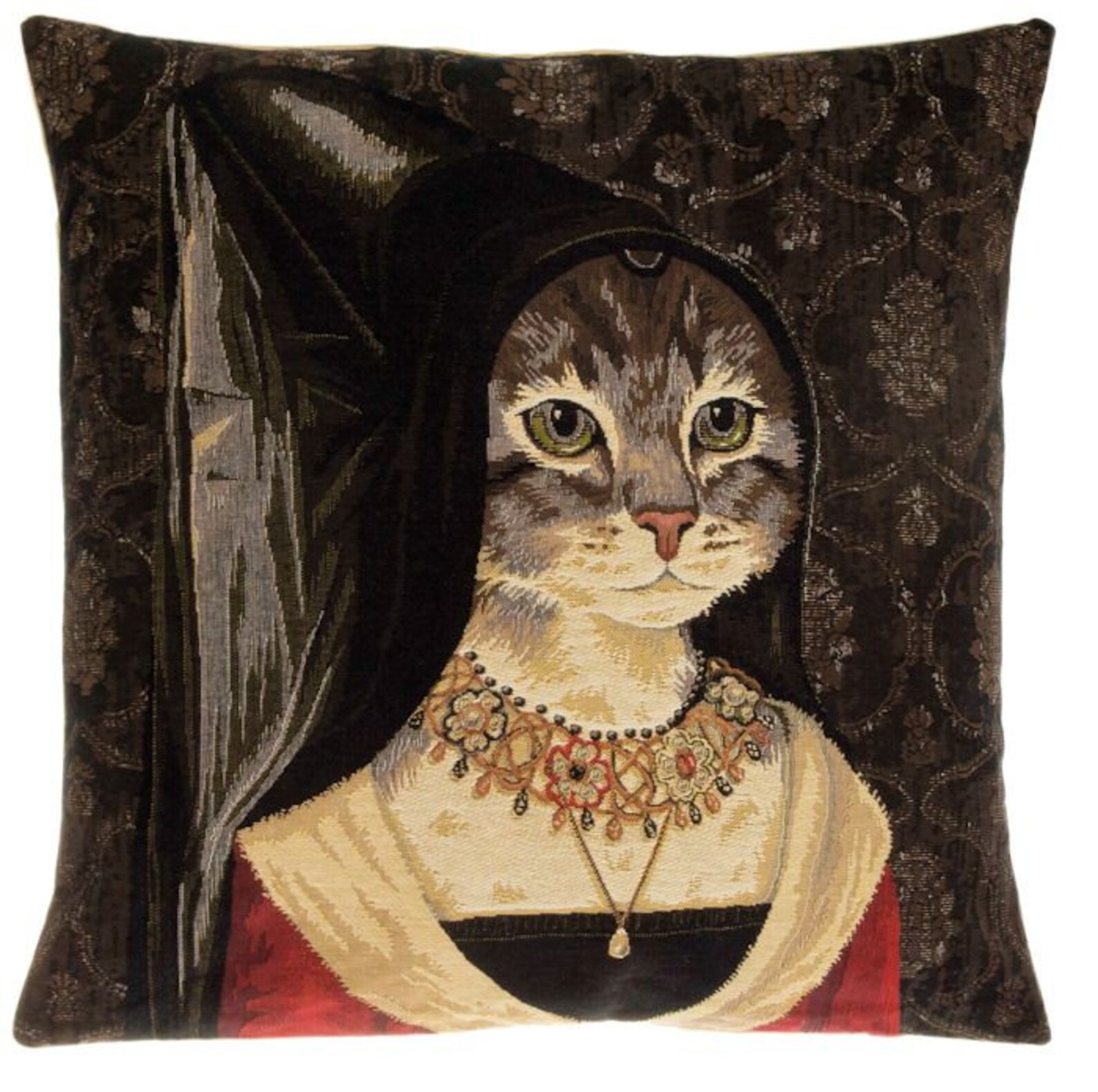 Quirky Cat Pillow Cover Cat Lover Gift Royal Portrait | Etsy