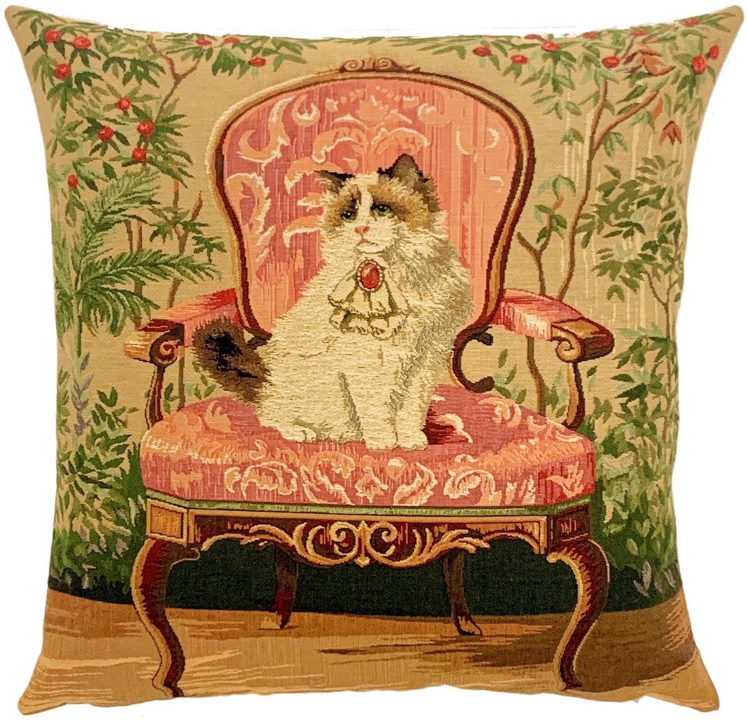 Fancy Cat Pillow Cover - Cat Lover Gift - Cat Decor - Cat on a Chair ...