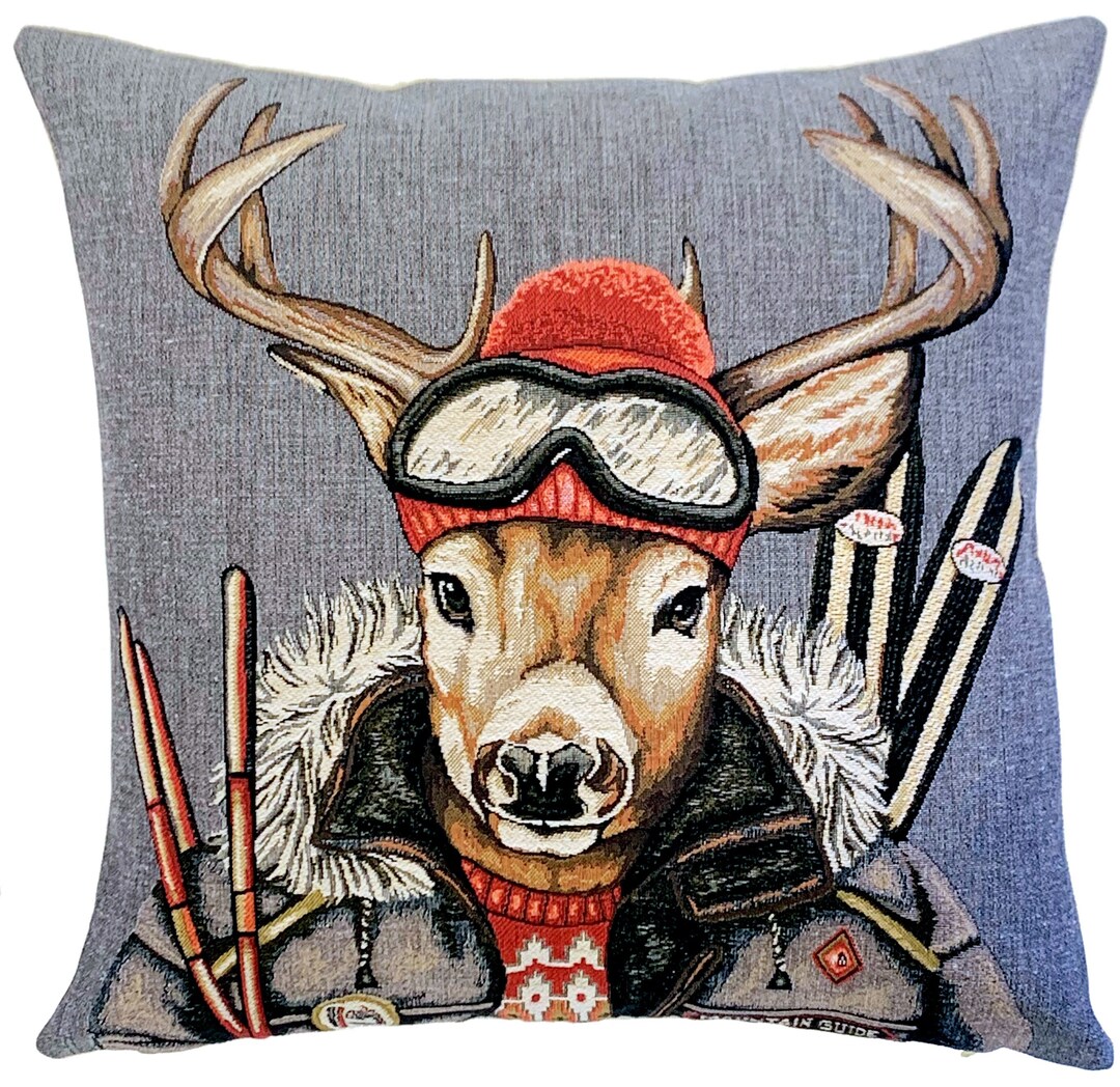 Stag Tapestry Pillow Cover: Ski Decor, Mountain Lodge Style - Etsy