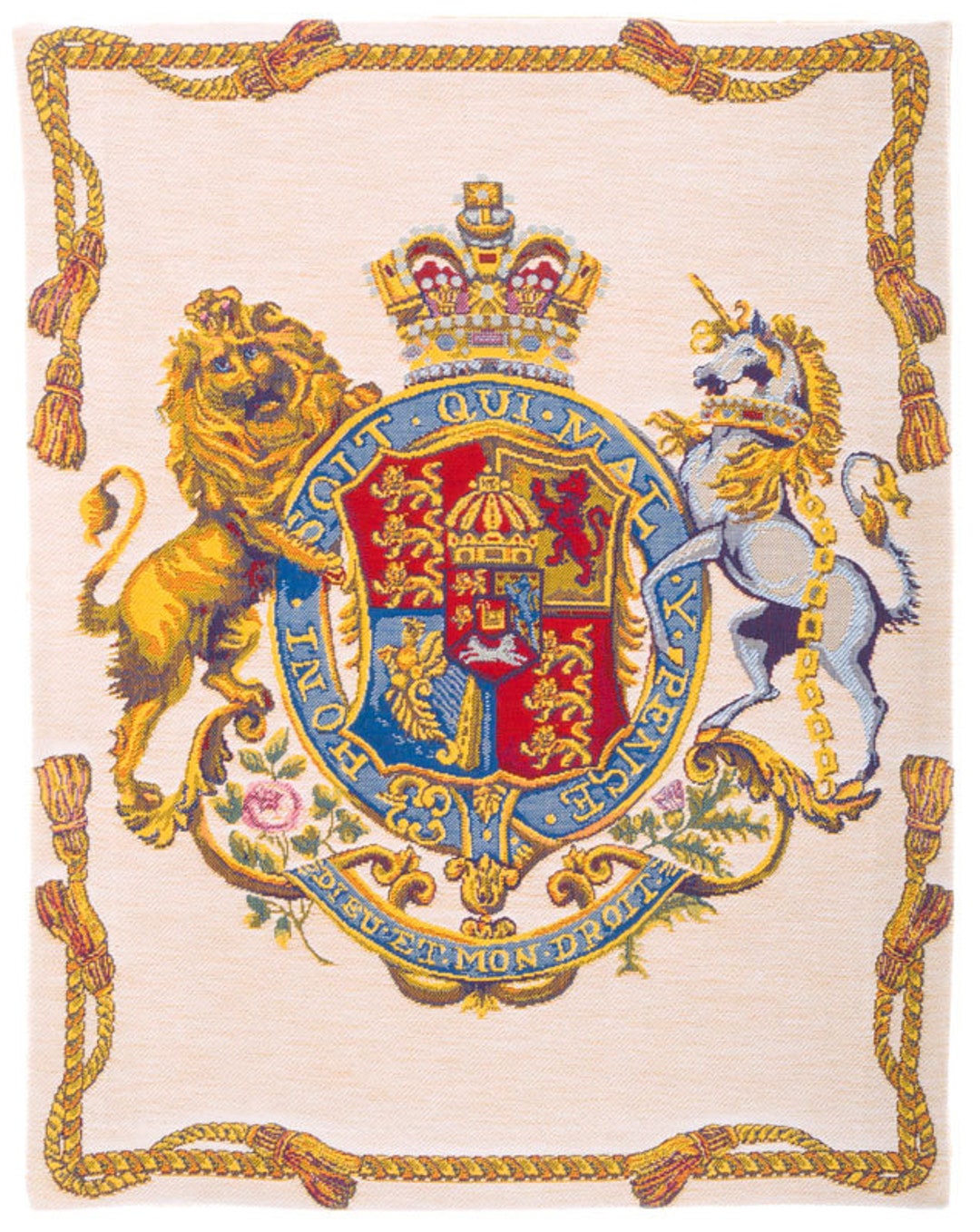Coat Of Arms Wallhanging Heraldic Tapestry Lion And Unicorn Crest