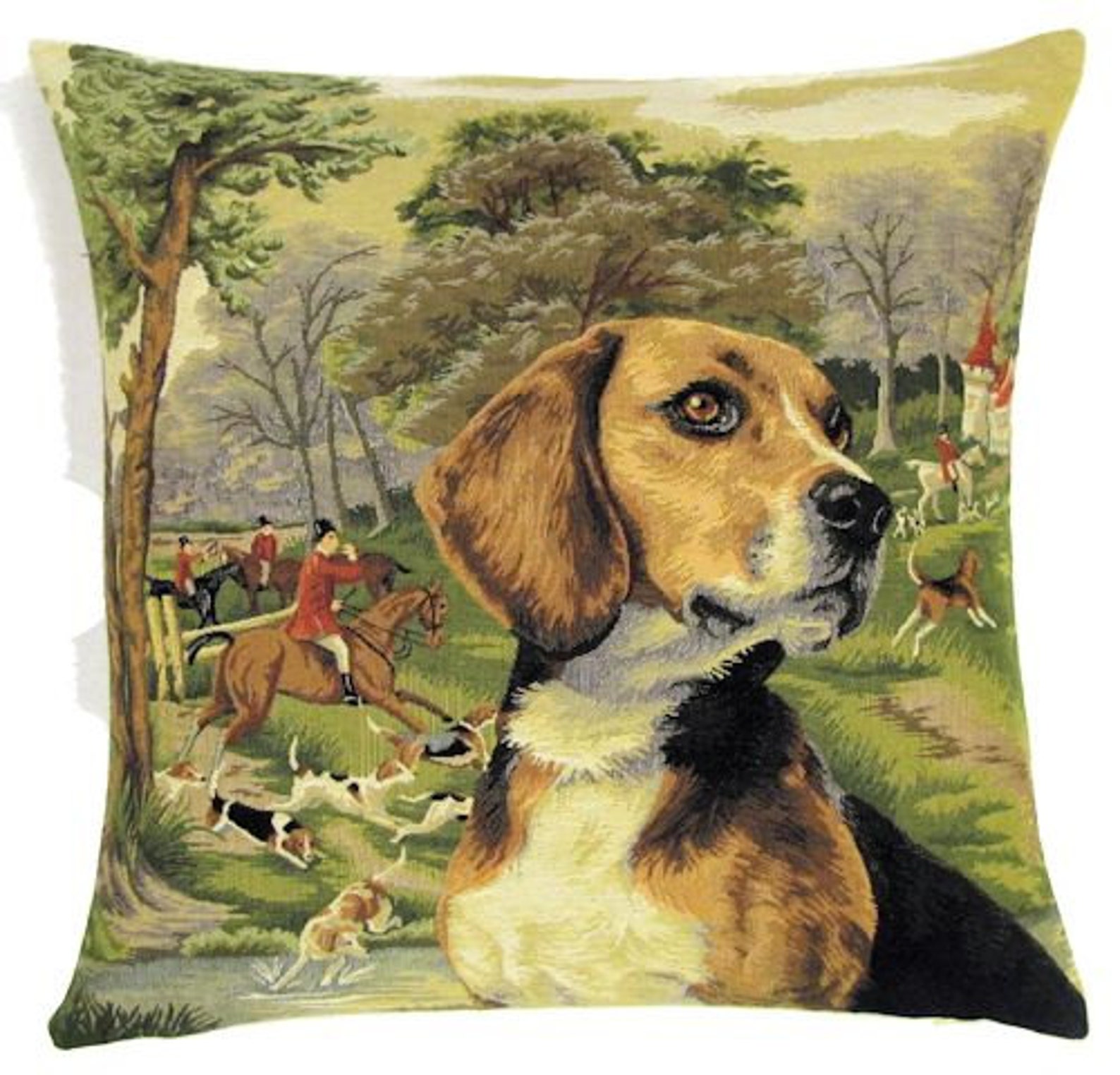 Beagle Pillow Cover Forest Dog Decor Beagle Foxhunting - Etsy