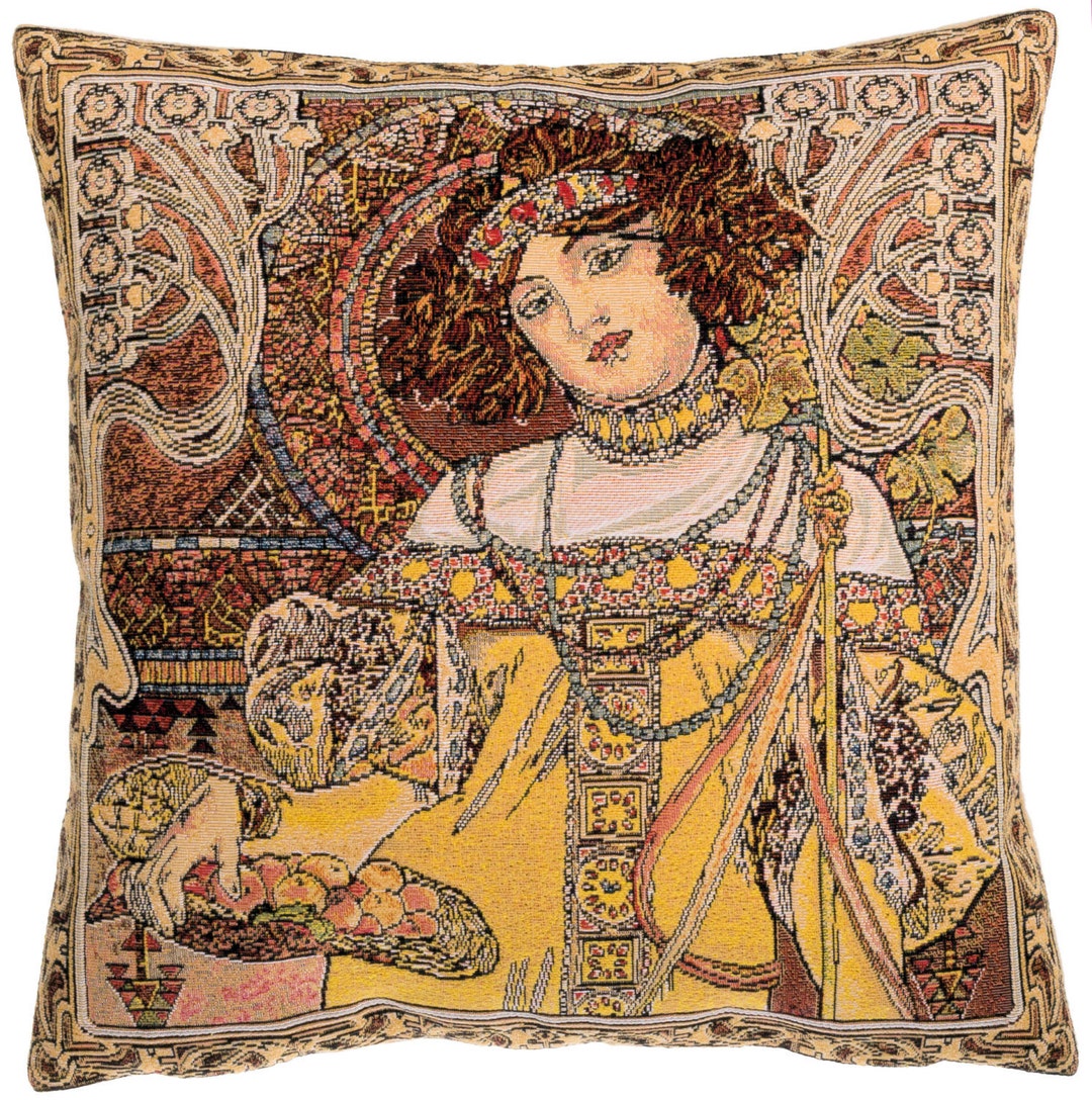 Mucha 'fall' Tapestry Pillow Cover: Art Nouveau Cushion (18x18) - Etsy