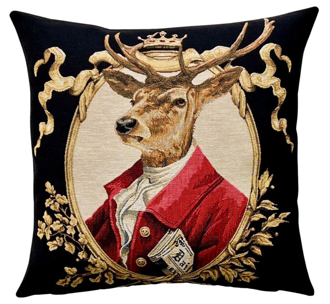 Buy Stag Pillow Cover - Stag Lover Gift - Framed Stag - Jacquard Woven ...
