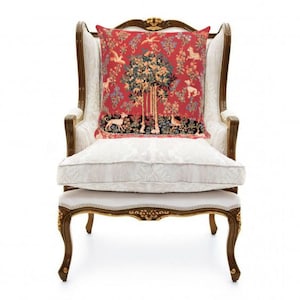 Unicorn Tree of Life Pillow Cover - Medieval Pillow - Red Throw Pillow ...